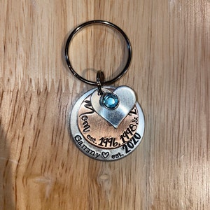 Personalized Hand Stamped Keychain. Pregnancy Announcement. - Etsy