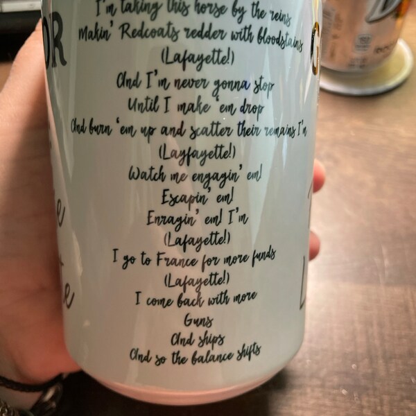 Lafayette Hamilton Mug With Lyrics - Hamilton Goals - Hamilton Mug ...