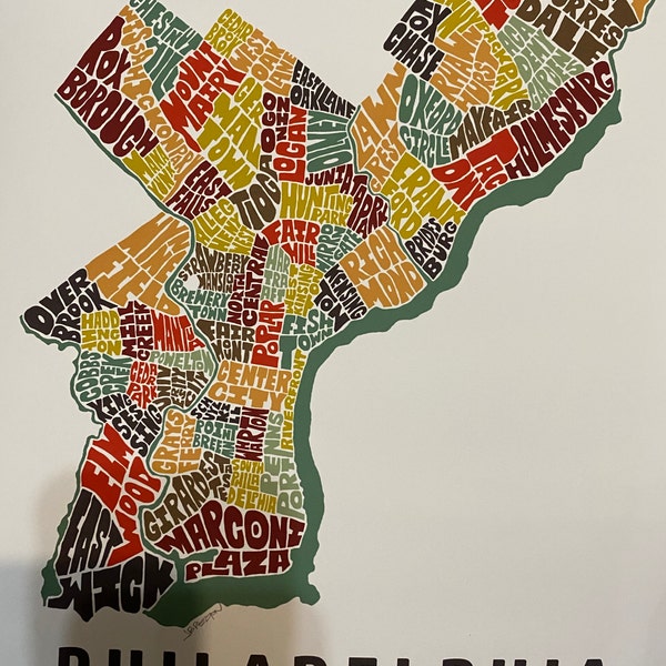 Brooklyn Neighborhood Map Print, Signed Print of My Original Hand Drawn ...