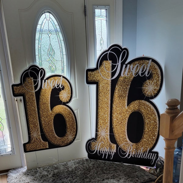 Sweet 16 Personalized Birthday Yard Sign, Lawn Decoration, Printed - Etsy