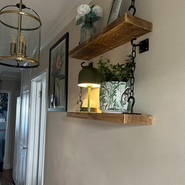 Shelving, Rustic Shelves, Chain Shelf, Hanging Shelves. - Etsy UK