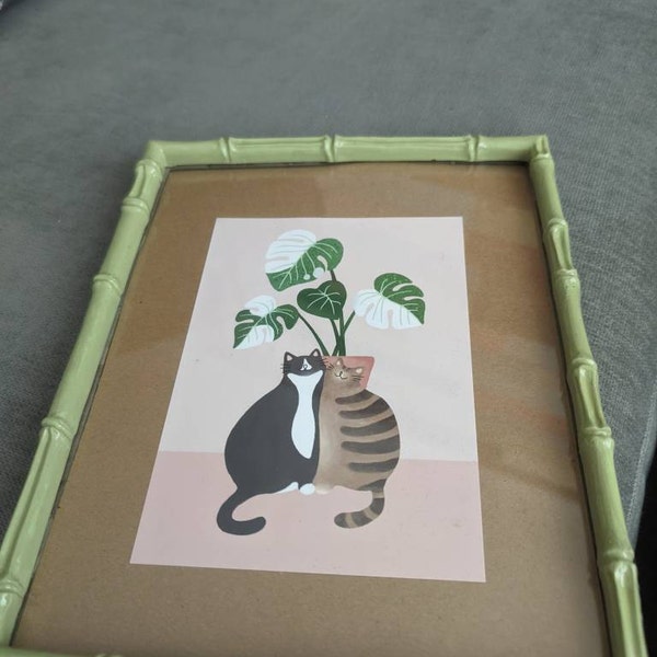 Ginger Cat Art Print, Ginger Cat Plant Print Art, House Plant Cat Art ...