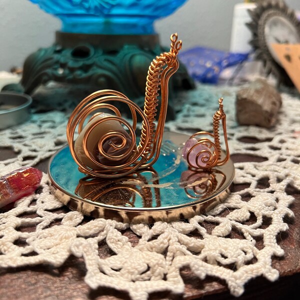 Snail Riding Broomstick Crystal Snail Wire Wrapped Crystal halloween ...