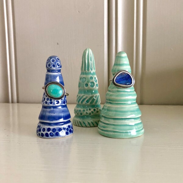 Small Christmas Tree Decorations, Retro Tree, Blue and Green Xmas Trees ...