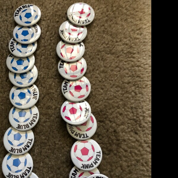 Team Pink Vs Blue Soccer Gender Reveal Pins: Baby Shower Favors - Etsy