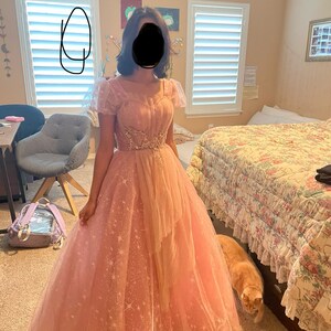 Caramel Prom Dress Long Custom Dress Short Puffy Sleeve Fairy Prom ...