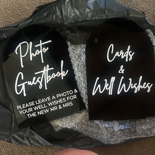 Cards & Well Wishes Sign | Wishing Well Sign | Acrylic Arch Sign ...