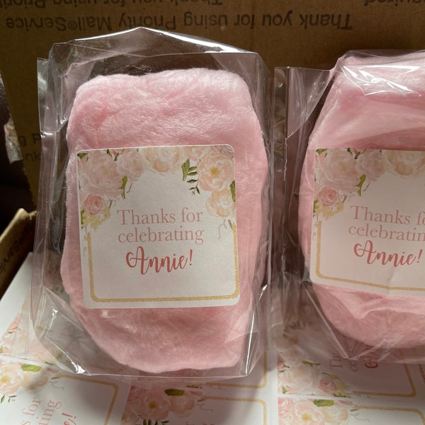 Small Cotton Candy Party Favor With Custom Label - Etsy