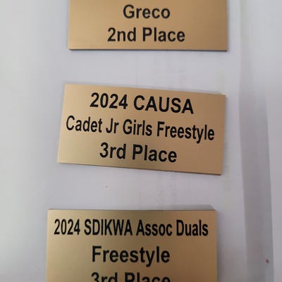 Custom Engraved 1x2 1x3 or 1x4 Brushed Gold Plate W/ Adhesive Backing ...