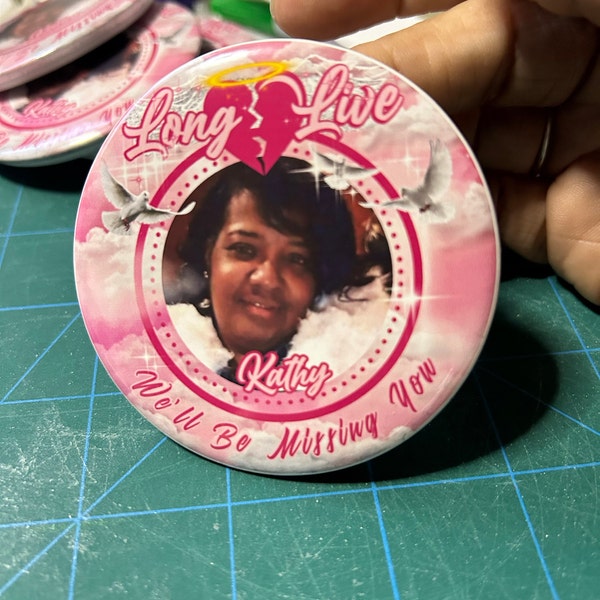 Pink Long Live Heaven Template Memorial Button Pin Background Funeral ...