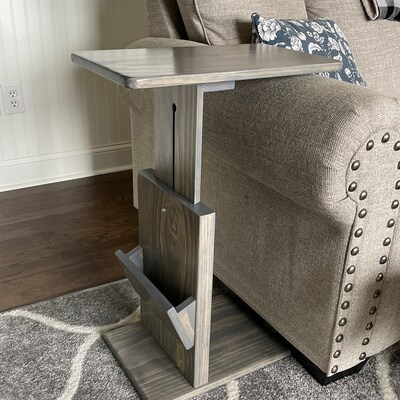 Norm's Height Adjustable Wooden C-table With Side Storage - Etsy