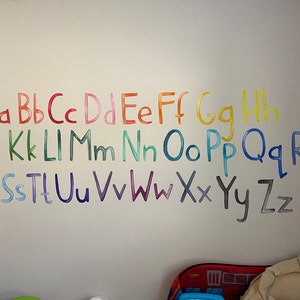 Lowercase Rainbow Watercolor Letters Fabric Wall Decal - Etsy