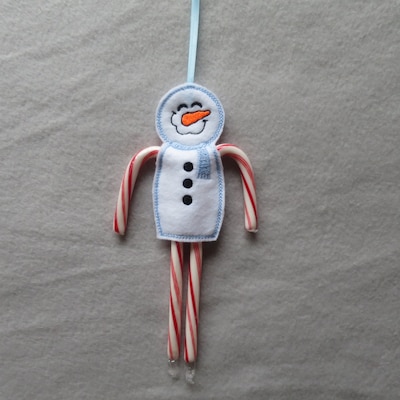 Snowman Double Candy Cane Holder in the Hoop Machine Embroidery Design ...
