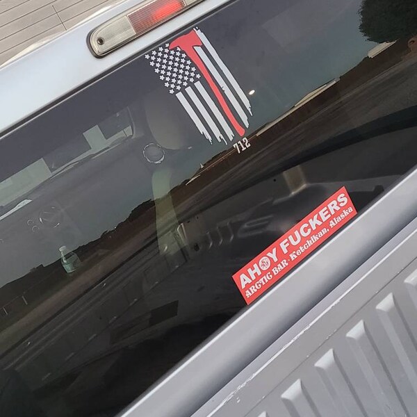 Firemans Axe, Thin Red Line, American Flag, Vinyl Car Decal, Support ...