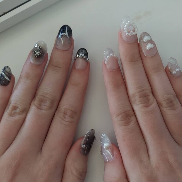 Freestyle 3D Gel Nails: Trendy Press on Nails With Pearl Designs | Gel ...