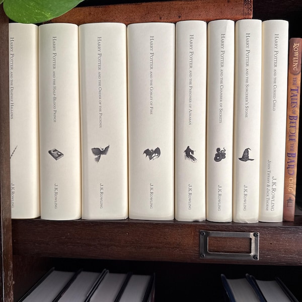 HP Books Dust Jackets Set | Illustrated Minimalistic Covers | Bookshelf ...