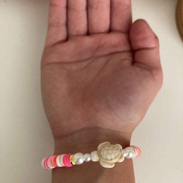 Preppy Turtle Beach Day Clay Bead Bracelet Handmade Preppy Summer ...