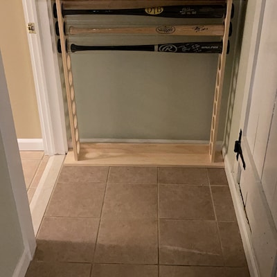 7bat Wood Baseball Bat Display Rack W/ Multiple Shelves Premium Pine ...