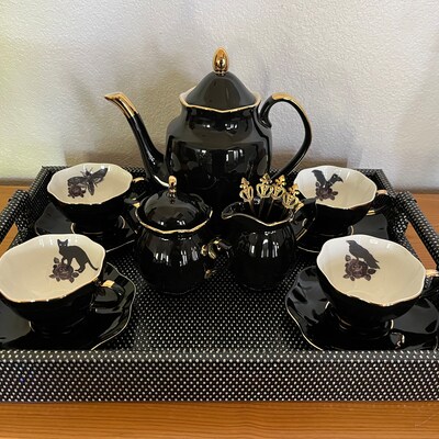 Gorgeous Raven Tea Set Green Blue or Pink. Food Safe and - Etsy