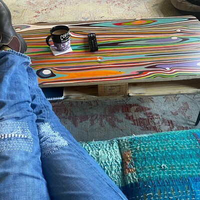 Reclaimed Retro Pallet Coffee Table 'evil Eye' in Urban Farmhouse Style ...