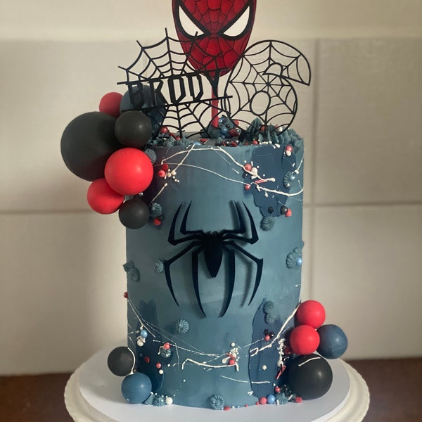 Spider Cake Topper Set, Birthday Cake Topper, Acrylic Topper, Custom ...