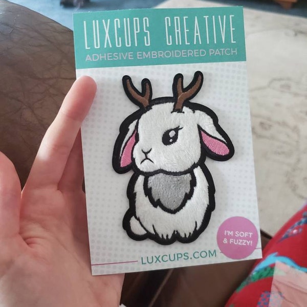 Fuzzy Jackalope Patch Sticker Adhesive Patch Bunny Applique Rabbit Patch Badge Embroidered Bunny ...