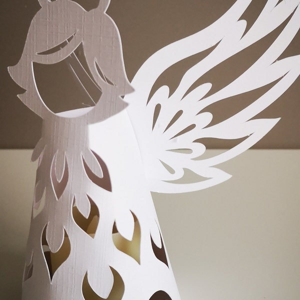 Christmas Lantern Svg Template, 3d Angel Papercut, Tea Light Lantern ...