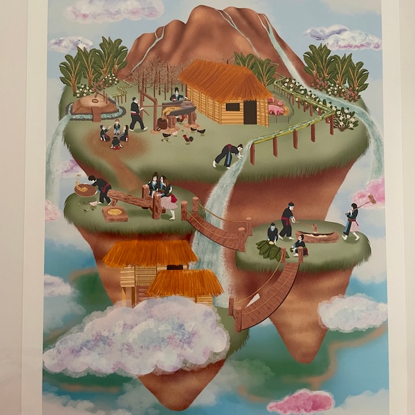 Hmong Art, Hmong Village, Digital Art, Wall Art, Nursery Decor ...
