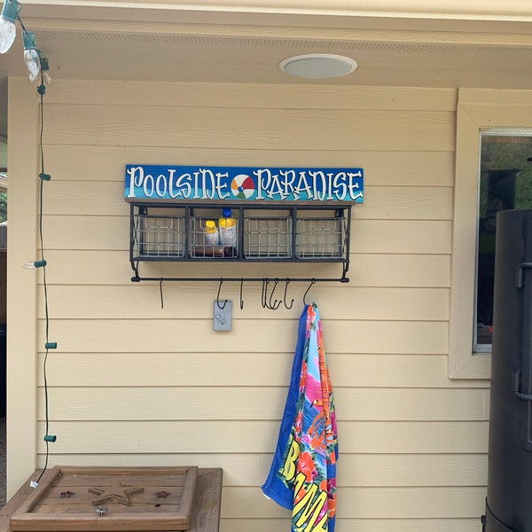 Poolside Paradise, Pool Sign, Pool Decor, Exterior Sign, Housewarming ...