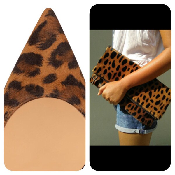 Leopard Clutch, Fold Over Clutch, Big Spot, Leopard Print Leather ...