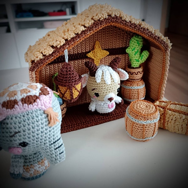 7-in-1 Nativity Crochet Pattern Set Stable Goatling Elephant DIY ...