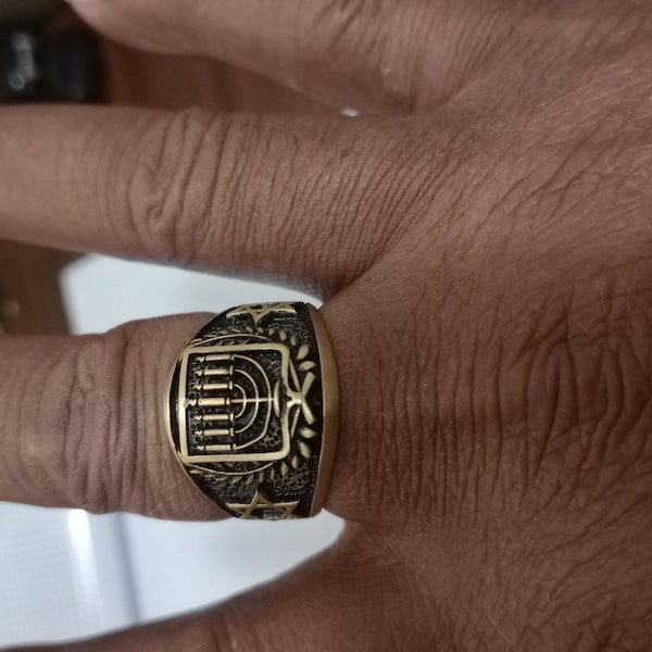 Silver Menorah Ring, Magen David Ring, Handmade Jewish Star Ring ...
