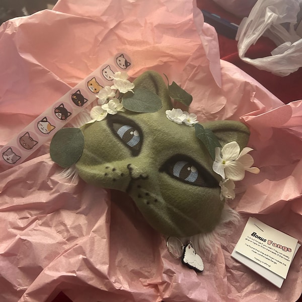 Therian Mask & MATCHING TAIL! Gray Cat Mask Lynx Bobcat Wildcat - Etsy