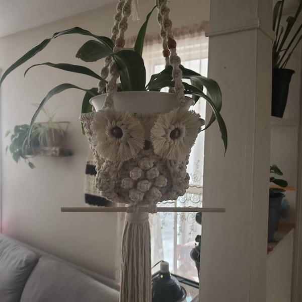 DIY MACRAME OWL Plant Hanger Pattern, Owl Plant Holder Photo Tutorial ...