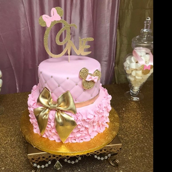 One Minnie Mouse Cake Topper, One Cake Topper, 1st Birthday Minnie ...