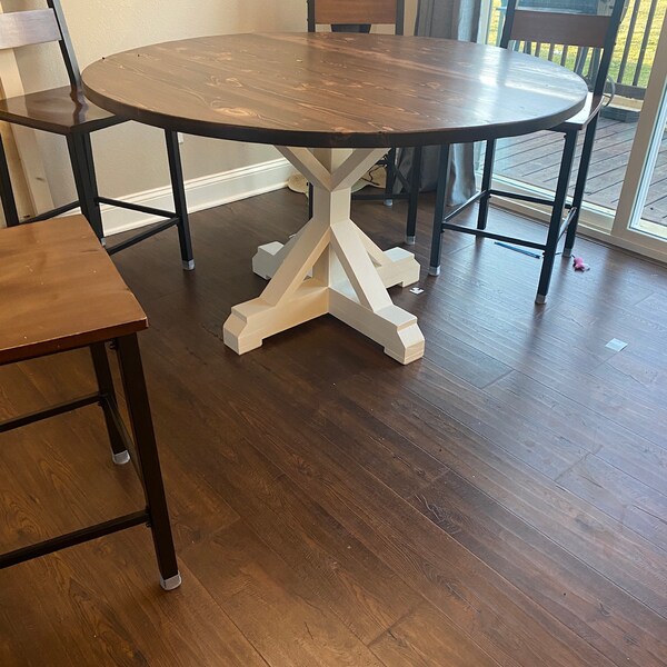 Curvy X Base Dining Table, Custom Made Table, Solid Wood Table, Glam Farmhouse, Handmade Dining ...