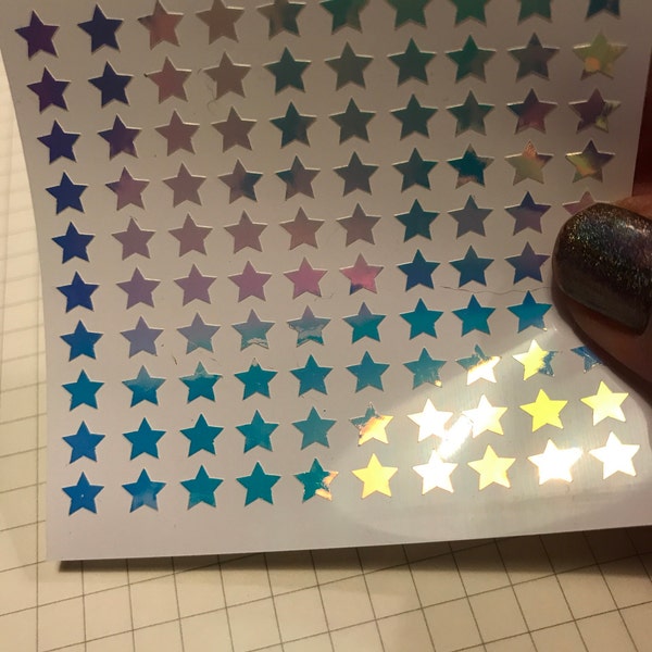 100 Tiny Holographic Star Vinyl Stickers | .2 in Stars Planner Stickers ...