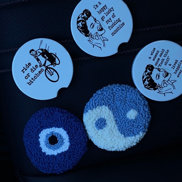 Funny, Inappropriate Stone Car Cup Holder Coasters.. Gag Gift, White ...