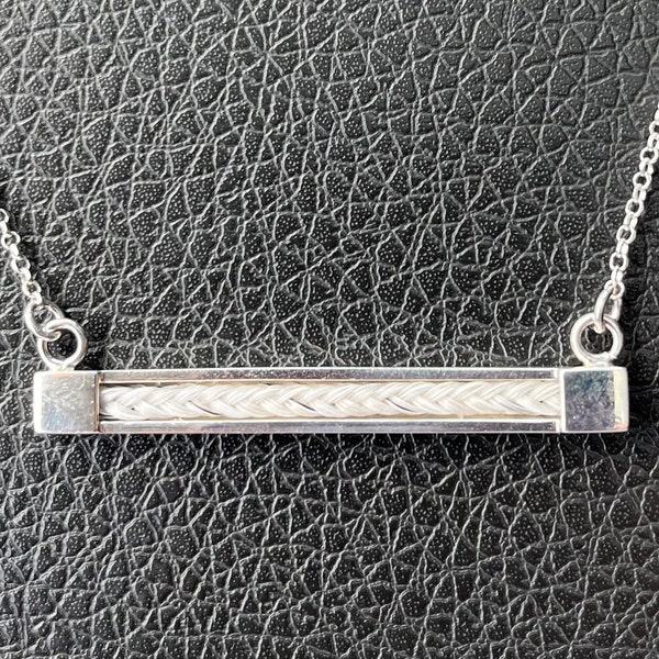Horizontal Bar Sterling Silver Braided Horse Hair Pendant Necklace ...