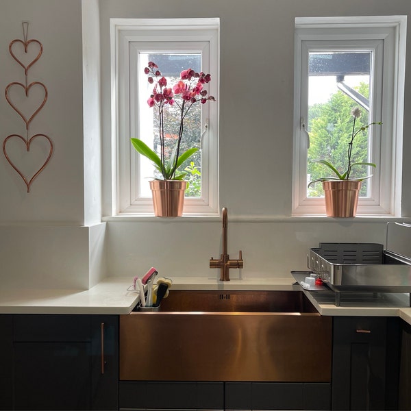 Solid Copper Plant Pot With Stand - Etsy