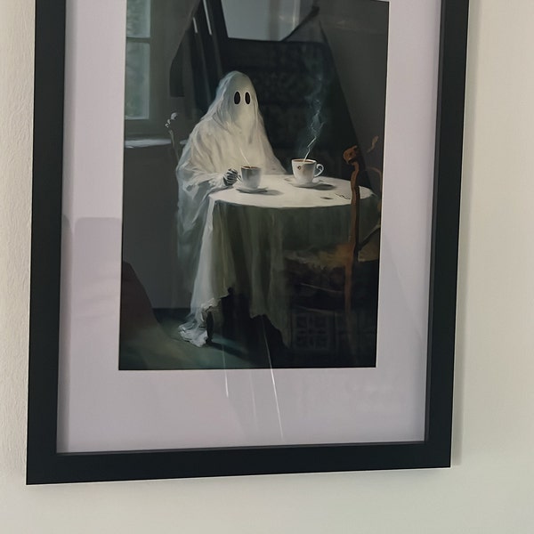 Ghost Drinking Tea, Vintage Poster, Art Poster Print, Dark Academia ...