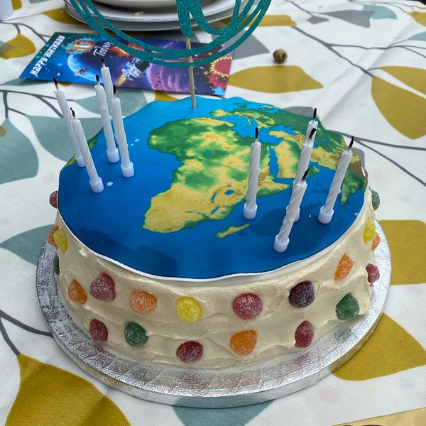Globe / Earth 8" Icing Sheet Cake Topper ~ Gluten Free ~ Vegan ~ Dairy ...