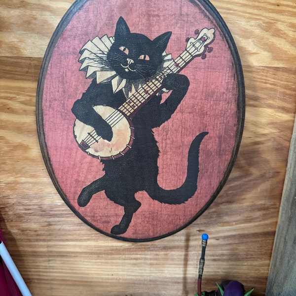 Black Cat Playing a Banjo Art 1896 - Boston MA Shortstory Poster Wall ...