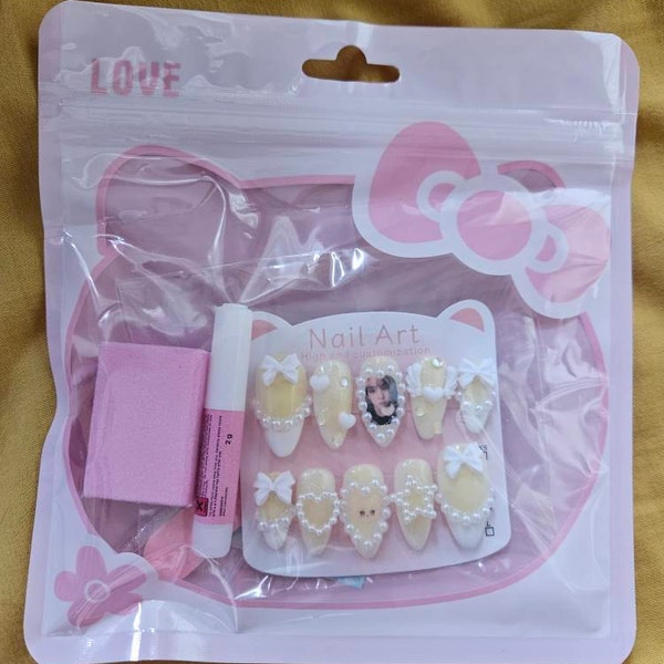 ATEEZ ANITEEZ Aesthetic Press on Nails Kpop Nails Coquette Nails Almond ...