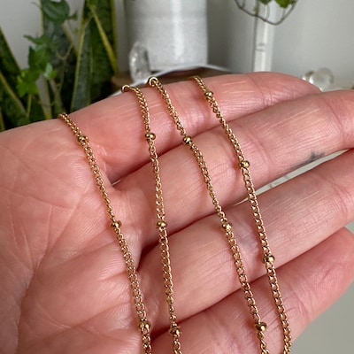 Stainless Steel Daisy Beaded Flower Chains Handmade Gold Satellite ...