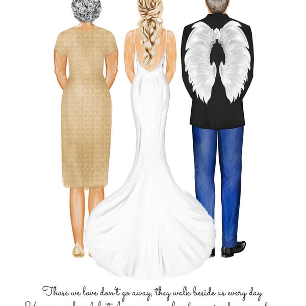 Personalized Bride and Parents Portrait Art DIGITAL | Mother & Father ...