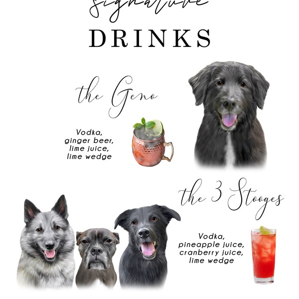 Dog Signature Cocktail Dog Custom Drink Sign Dog Signature Drink Sign ...