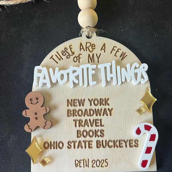 Personalized 'favorite Things' Ornament: Engraved Wood Keepsake ...