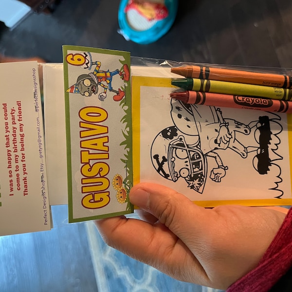 Personalized Plants Vs Zombies Party Favor: Coloring Kit & Crayons - Etsy