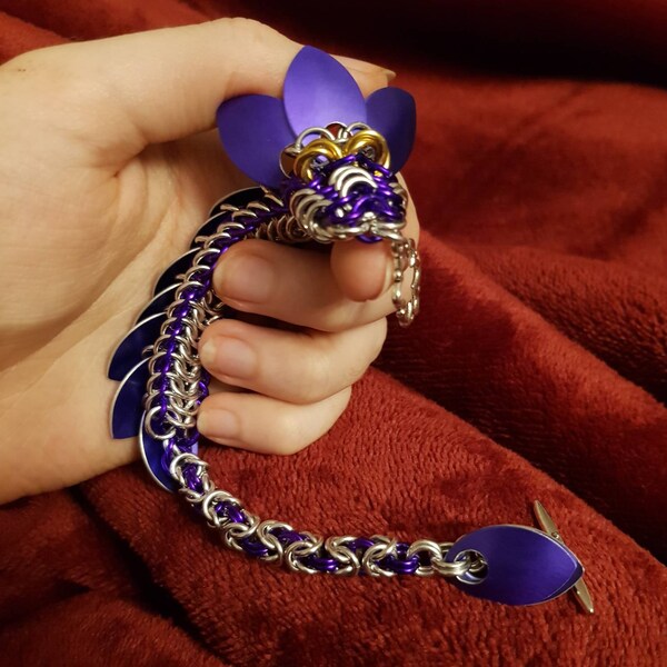 Chainmail Cuff Double Elf Weave Bright and Anodised Aluminium - Etsy